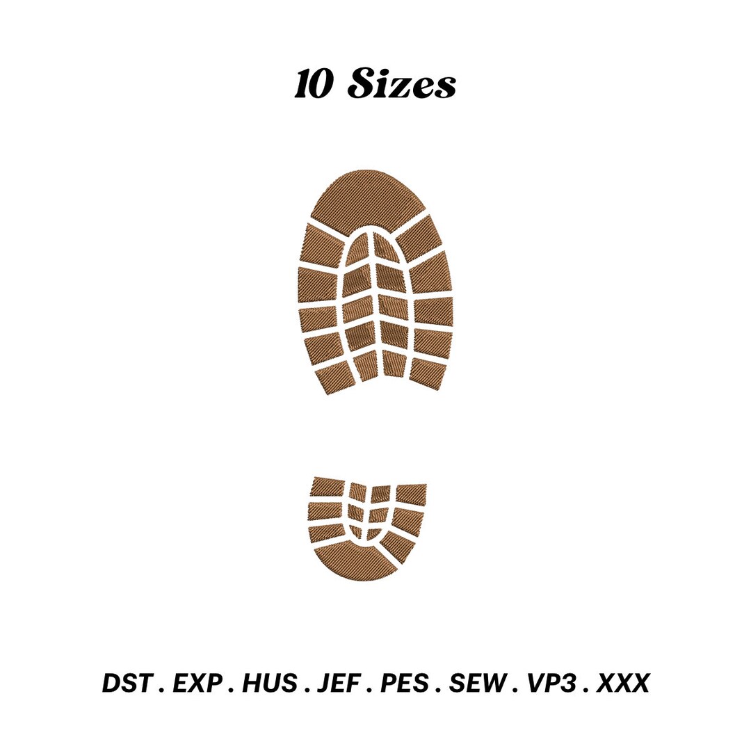 Footprint Boots Embroidery Design, Boot Tracks Embroidery Pattern ...