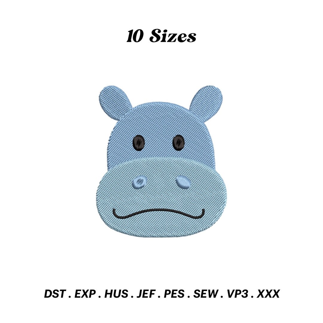Hippo Face Embroidery Design: Wild Animal Stitch File (digital Download ...