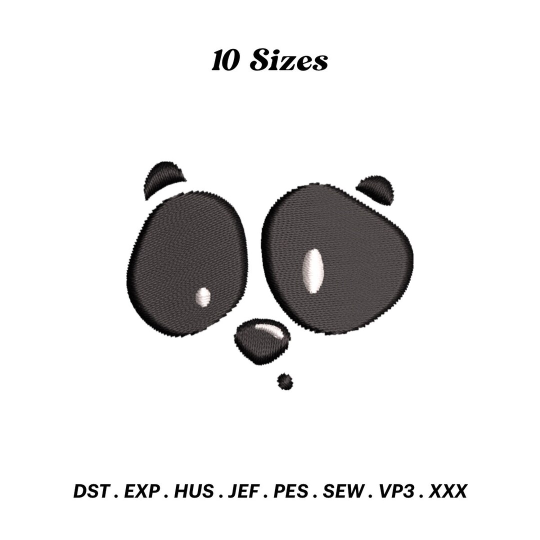 Panda Eyes Embroidery Design, Panda Face Embroidery, Animal Embroidery ...