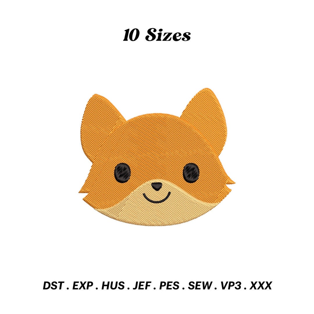 Cute Fox Face Embroidery Design, Woodland Fox Machine Embroidery ...