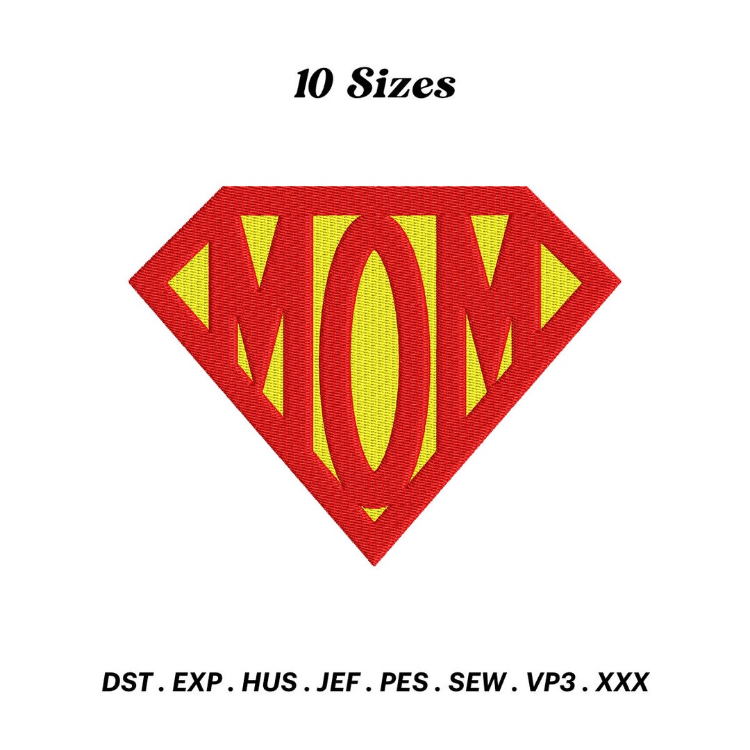 Supermom Embroidery Design, Gift for Mom, Superhero Logo Embroidery ...