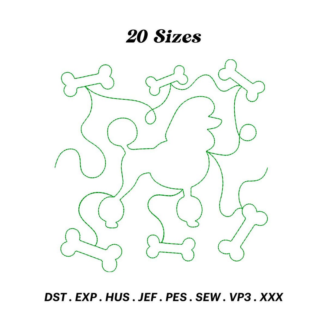 Poodle Quilt Embroidery Design: Dog Bone Pattern (instant Download) - Etsy