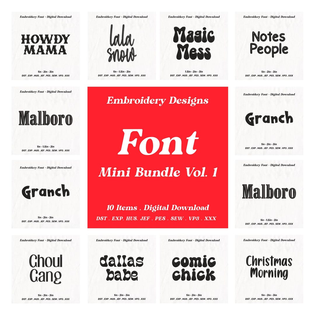 Font Embroidery Bundle Vol. 1, Embroidery Designs, Embroidery Alphabet ...
