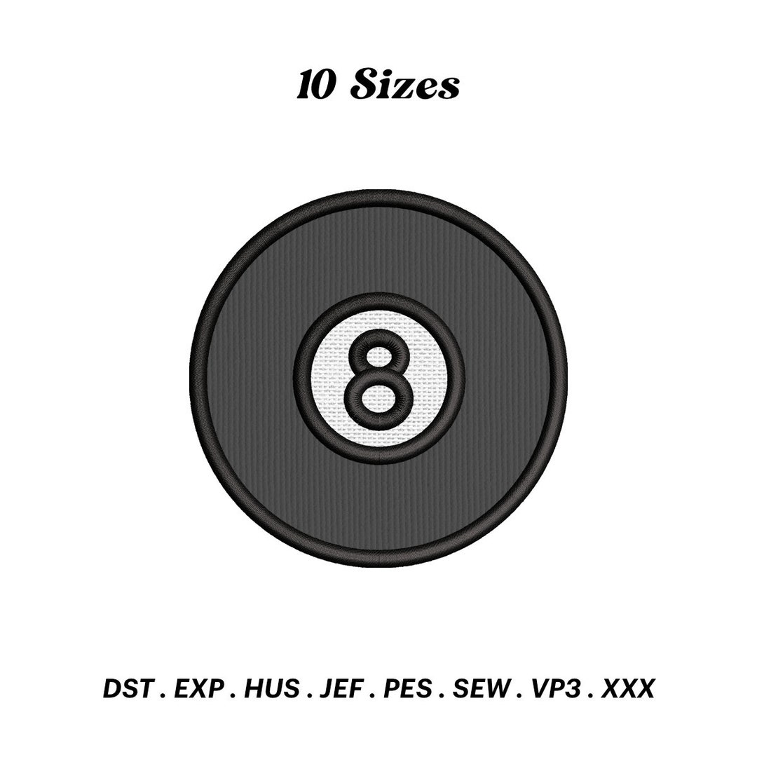 Eight Ball Pool Applique Embroidery Design, Billiards Embroidery Design ...