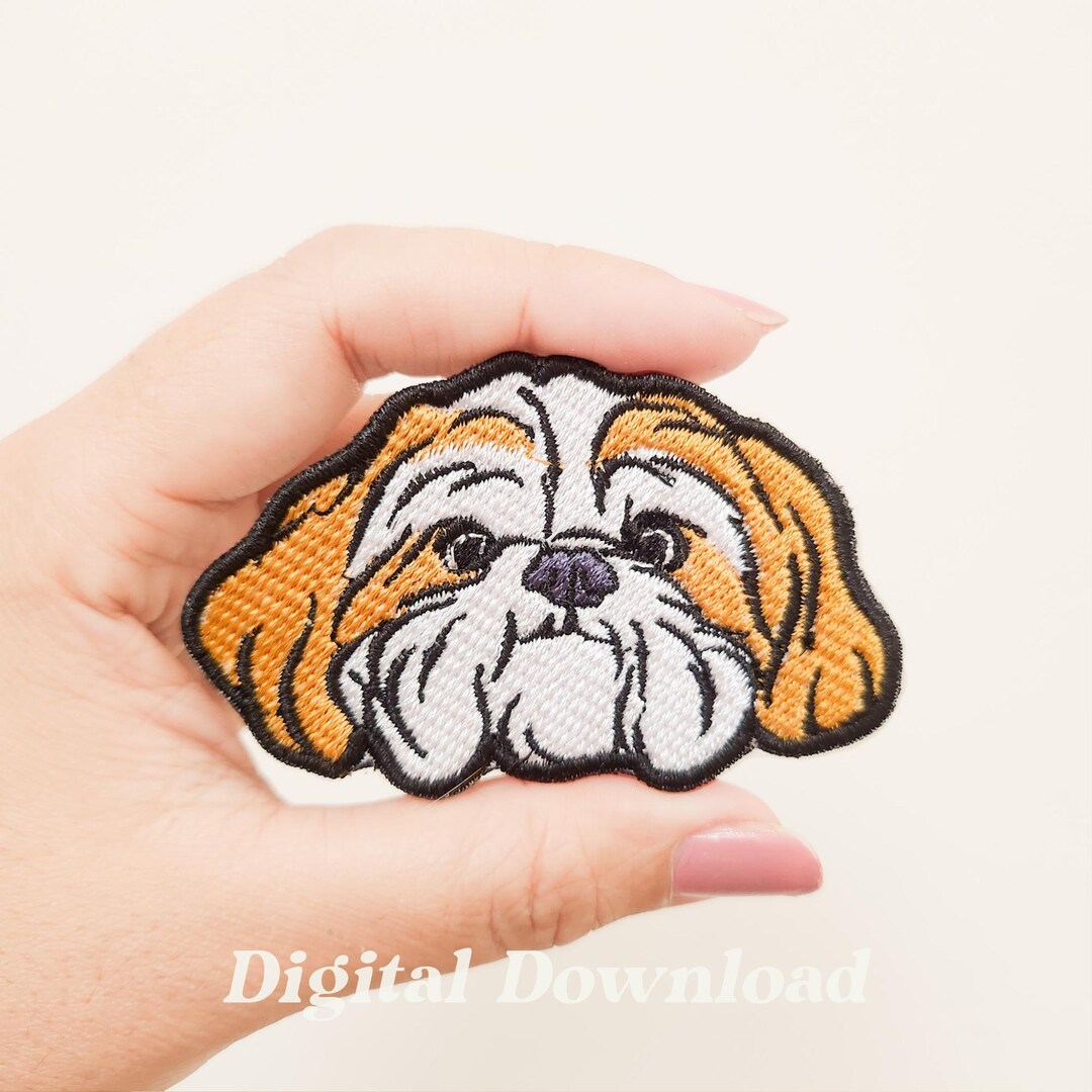 Shih Tzu Embroidery Design, Dog Embroidery Design, Pet Embroidery Patch ...