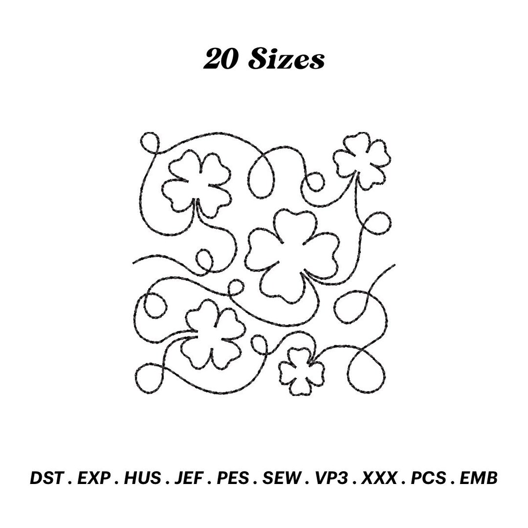 Clover Quilt Embroidery Design, Clover Quilt Block Embroidery, Shamrock ...
