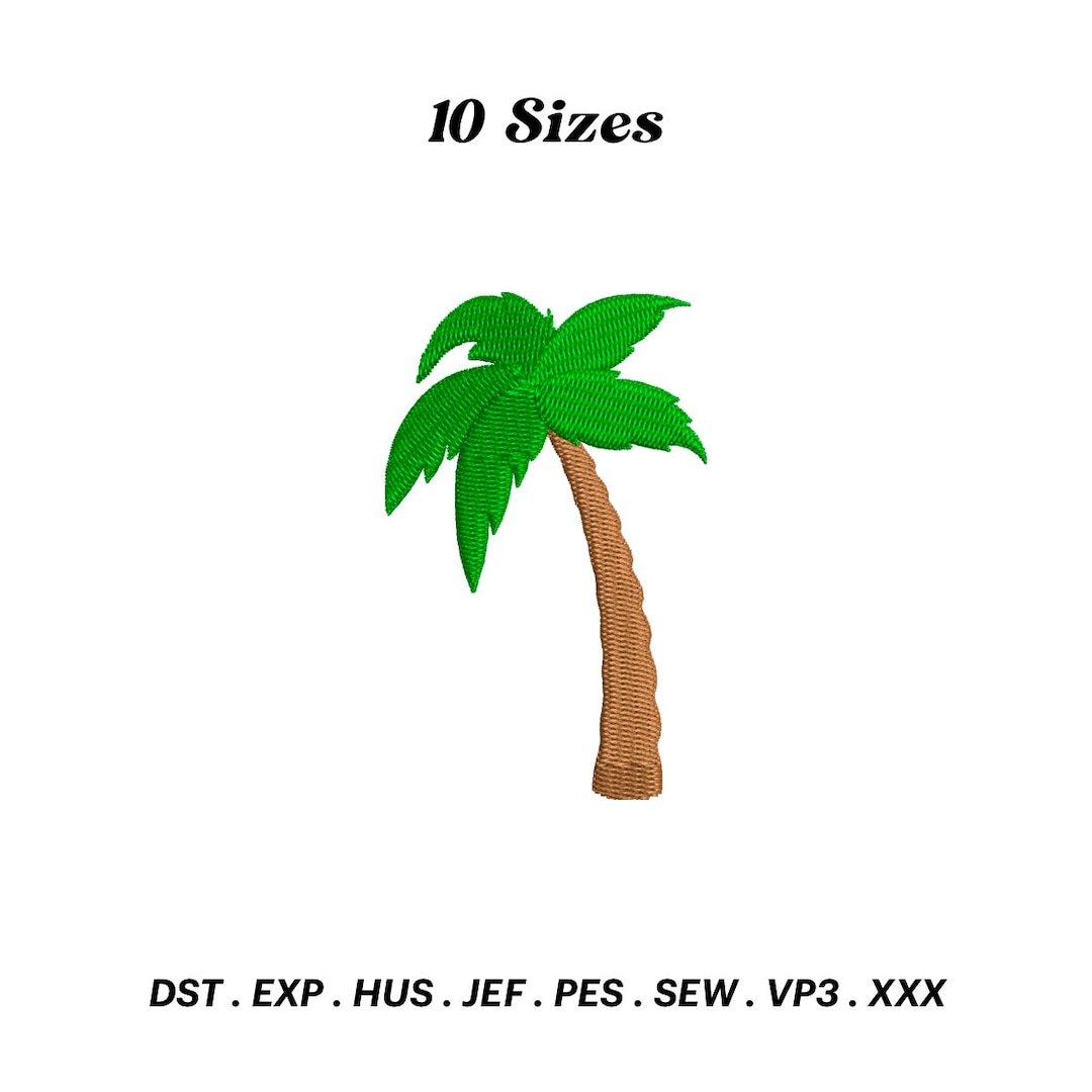 Coconut Tree Embroidery Design, Palm Tree With Coconuts Pattern, Beach ...