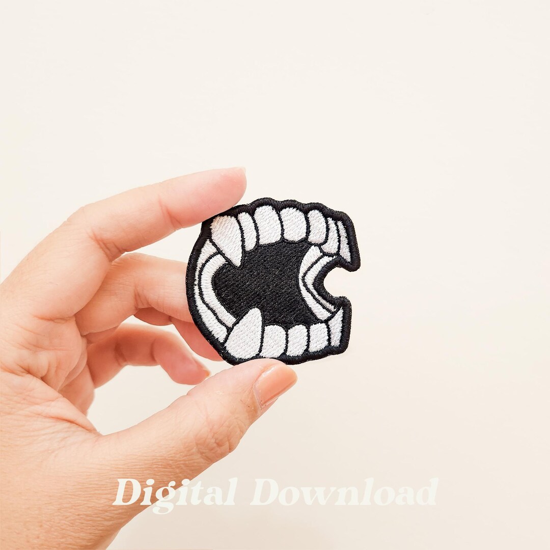 Fang Embroidery Design, Halloween Patch, Vampire Fang Patch, Digital ...