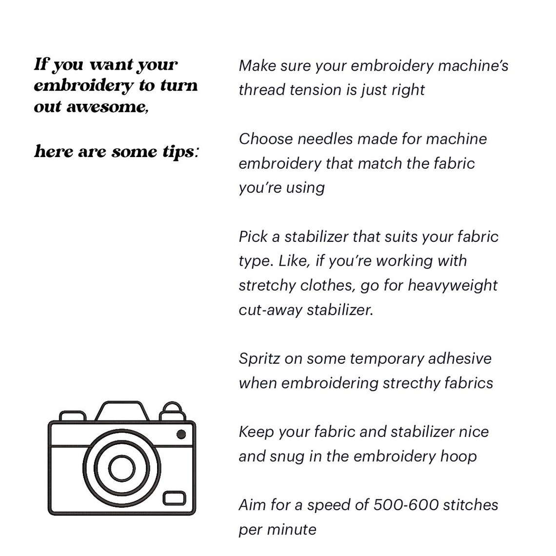 Camera Embroidery Design: Vintage Photographer Outline (digital ...