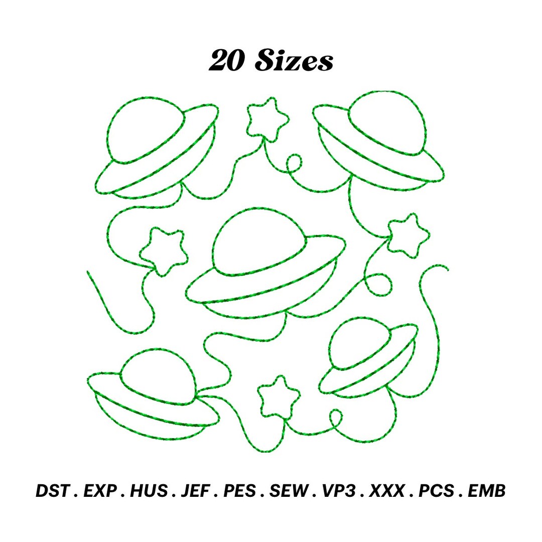 UFO Quilt Embroidery Design: Outer Space Machine Embroidery (digital ...