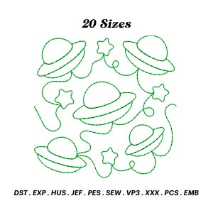 UFO Quilt Embroidery Design: Outer Space Machine Embroidery (digital ...
