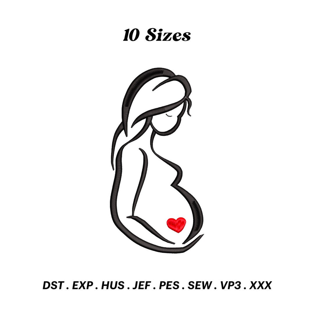 Pregnant Mom Embroidery Design, Gift for Mother, Mommy to Be Embroidery ...