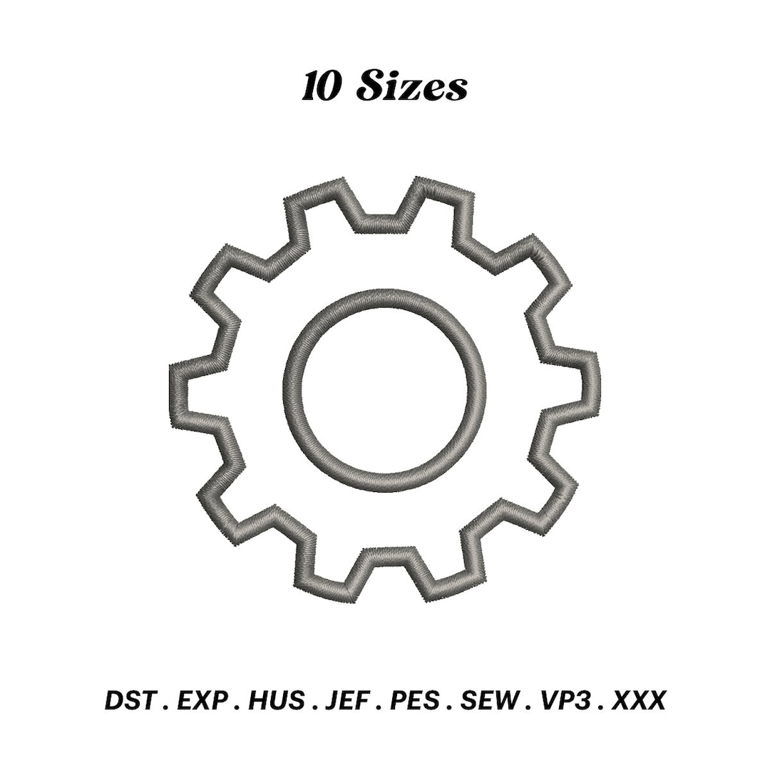 Gear Embroidery Design, Gear Outline Embroidery, Auto Mechanic ...