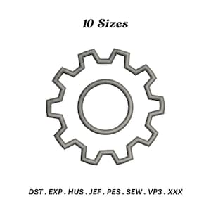 Gear Embroidery Design, Gear Outline Embroidery, Auto Mechanic ...