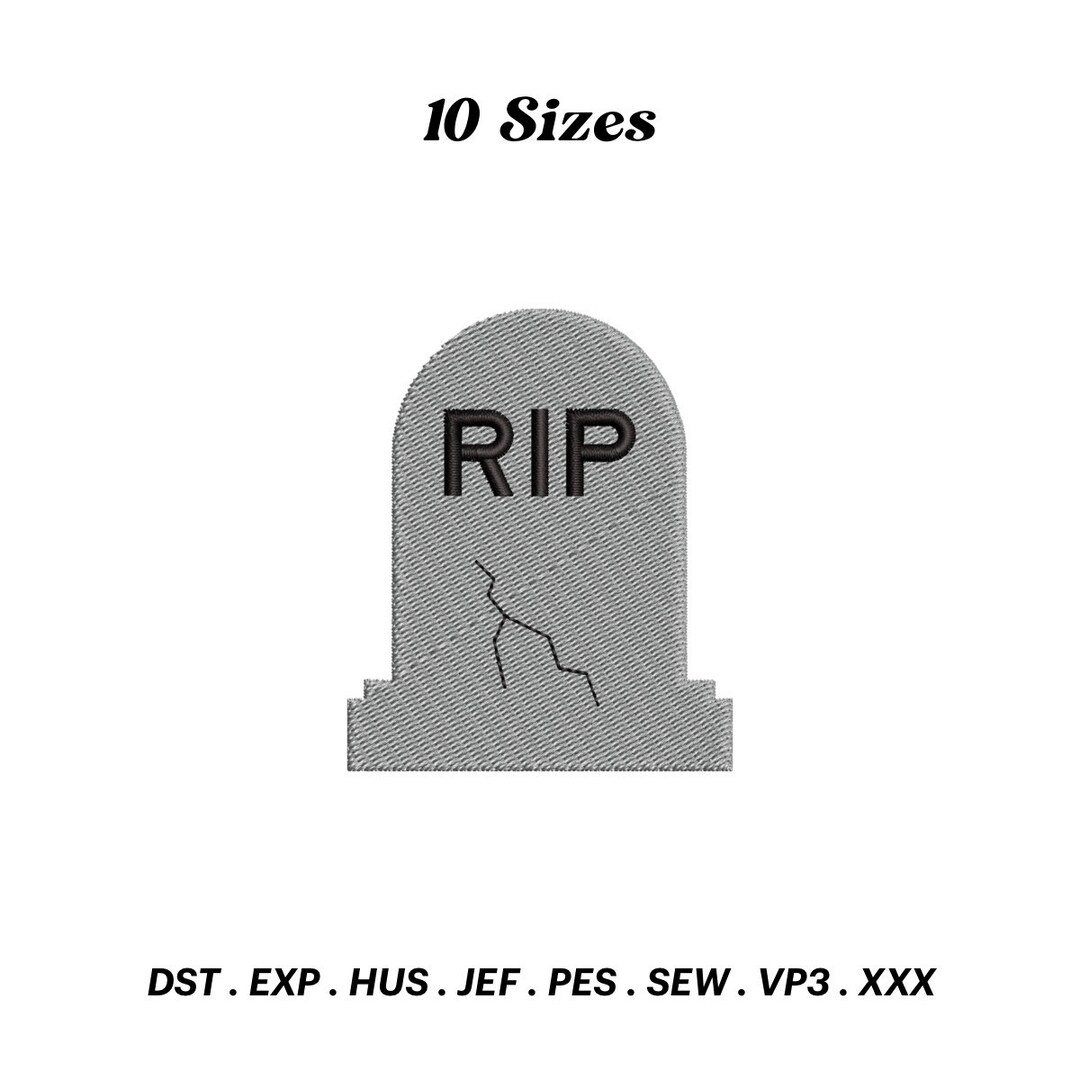 Tombstone Embroidery Design: RIP Halloween Stitch Pattern (PES File ...