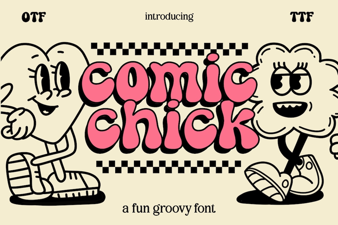Comic Chick Font: Groovy Retro Typeface (OTF, TTF, SVG) - Etsy