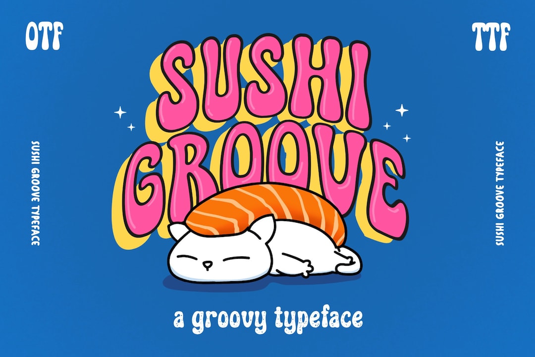 Sushi Groove Font: Retro Bubble Typeface (OTF, TTF, SVG) - Etsy