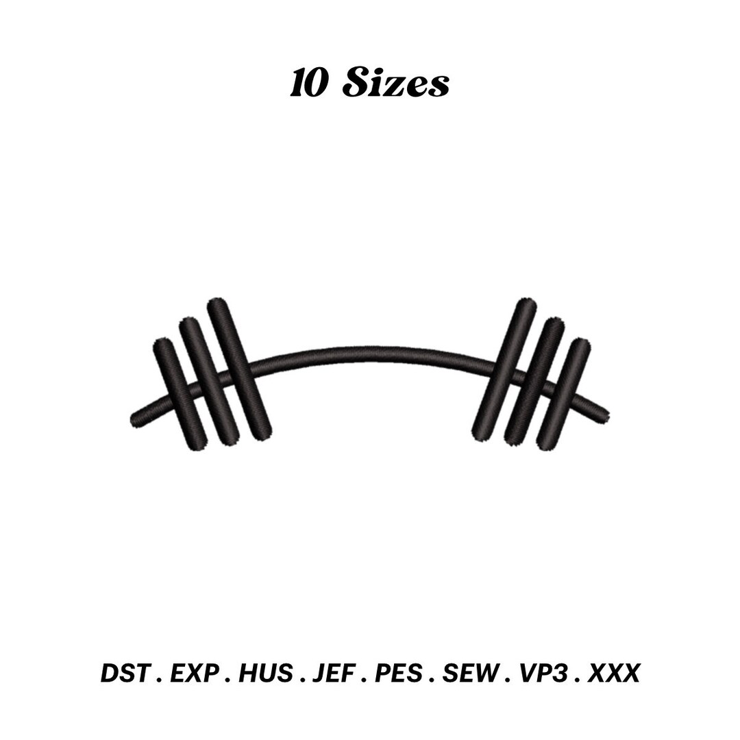 Barbell Embroidery Design, Dumbbell Machine Embroidery, Gymnastic ...