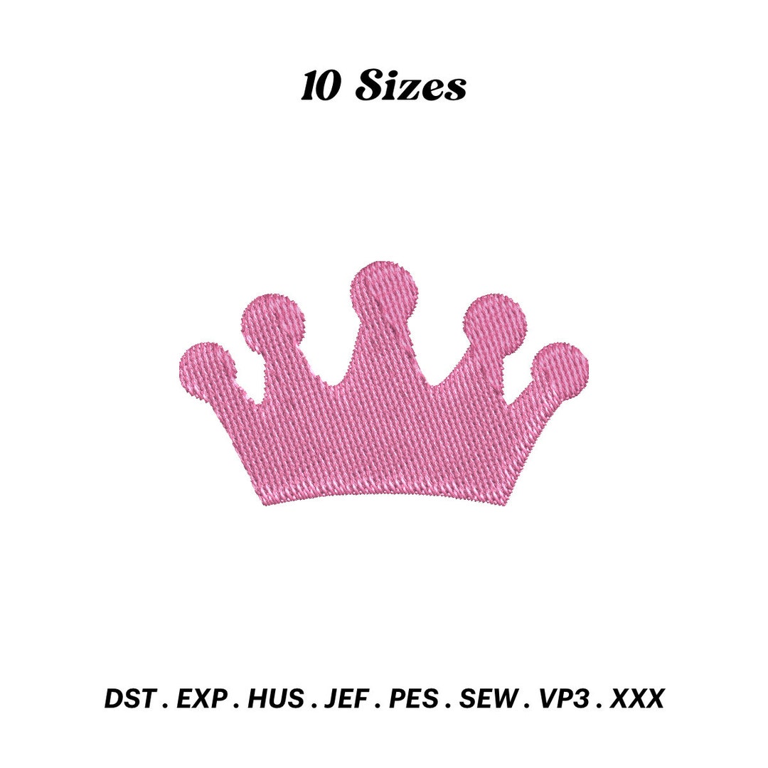 Pink Girly Crown Embroidery Design, Pretty Crown Embroidery, Crown ...