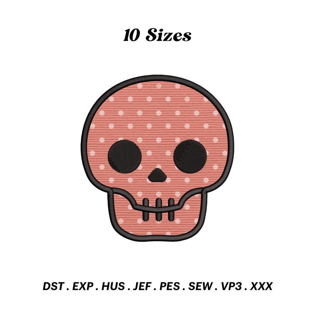 Skull Applique Embroidery Design: Halloween Skeleton Head (digital ...