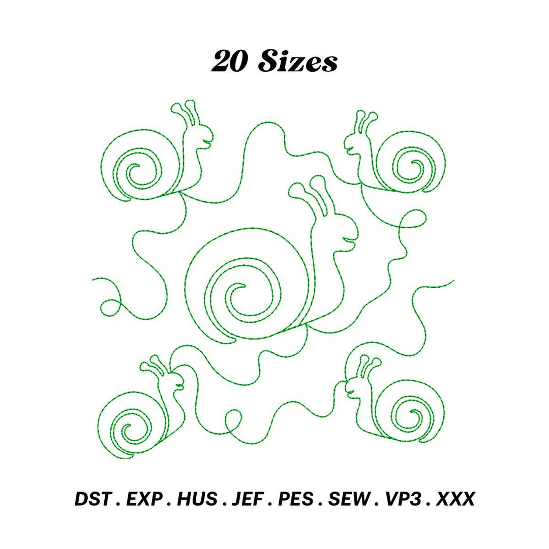 Snail Quilt Embroidery Design, Garden Snail Machine Embroidery Pattern ...