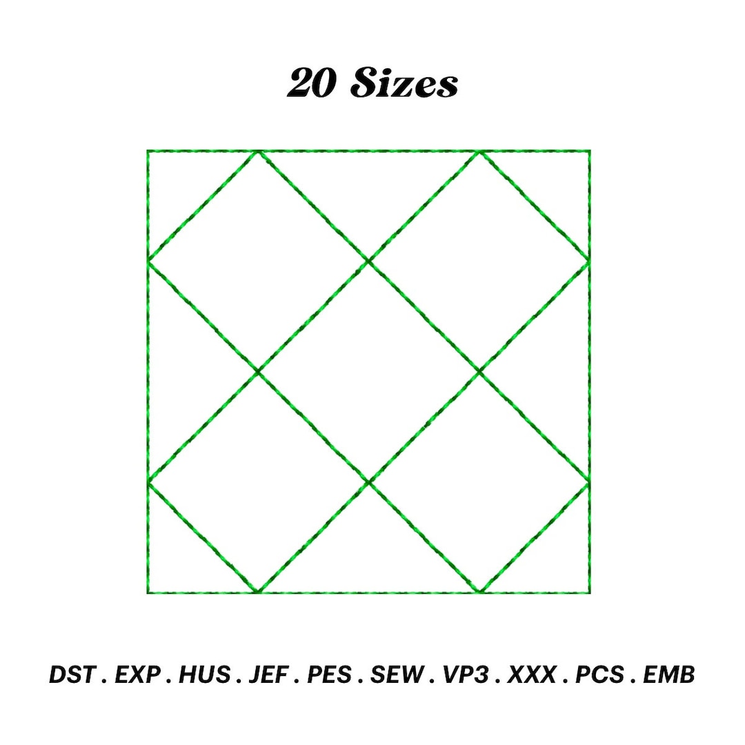 Square Quilt Embroidery Design, Diamond Quilt Block Embroidery ...