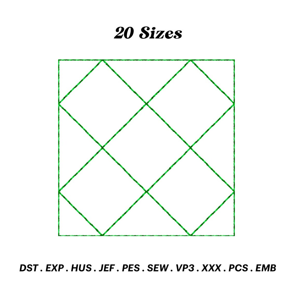 Square Diamond Quilt Embroidery Design: Line Pattern (EMB File, Digital ...