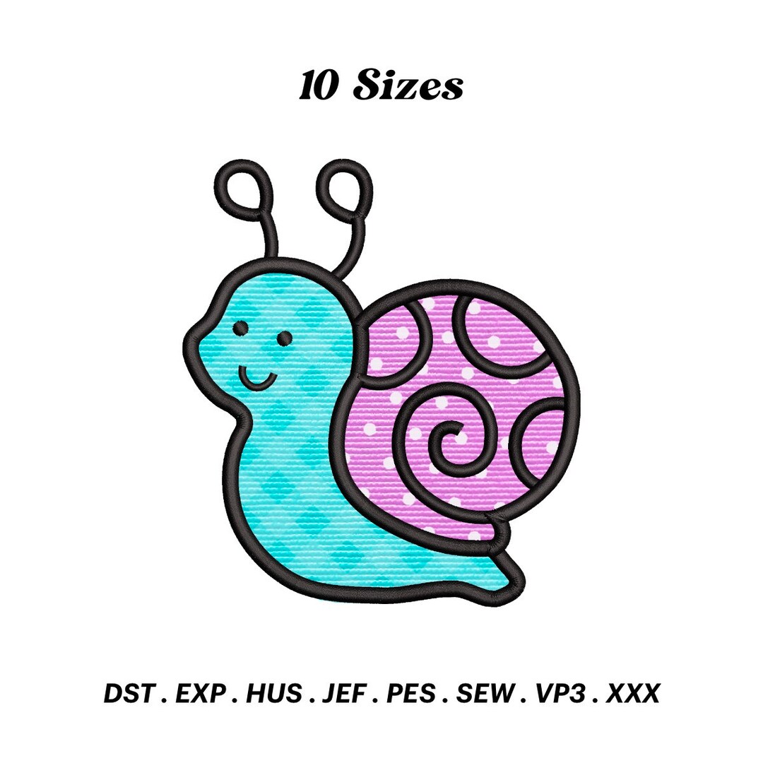 Snail Applique Embroidery Design, Cute Snail Applique, Machine ...