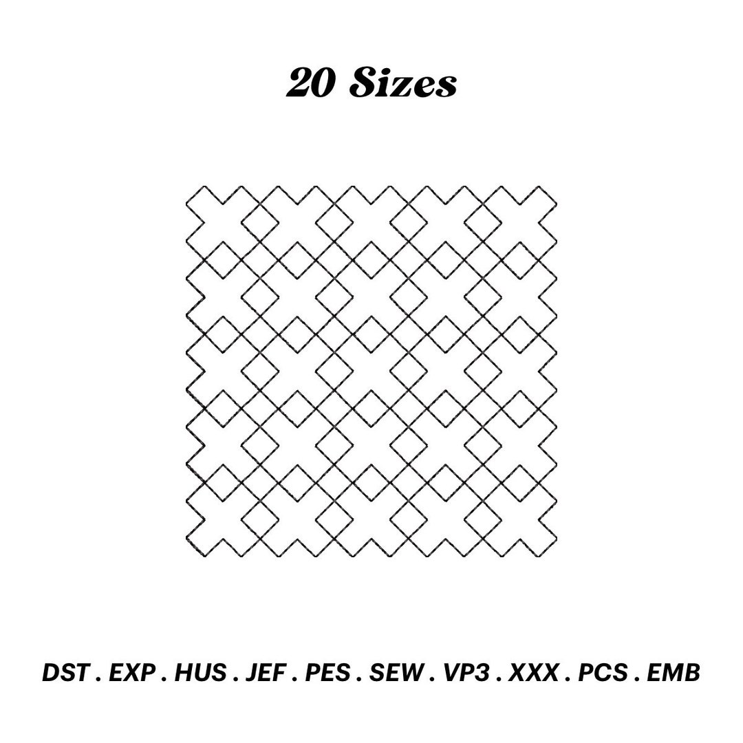 X Cross Pattern Embroidery Design, Cross Quilt Block Embroidery Pattern ...