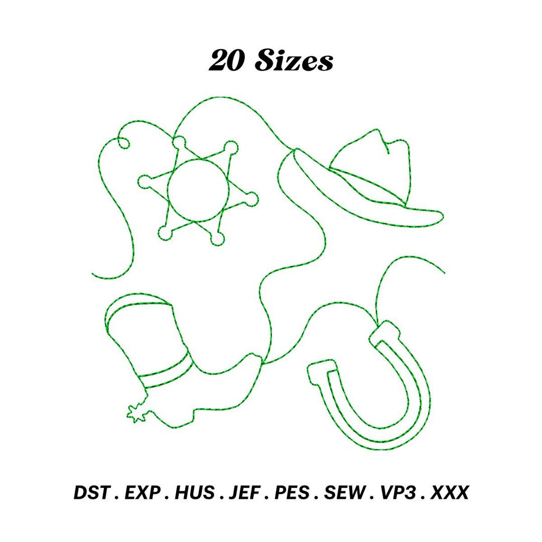 Cowboy Quilt Embroidery Design, Cowboy Quilt Block Embroidery, Western ...