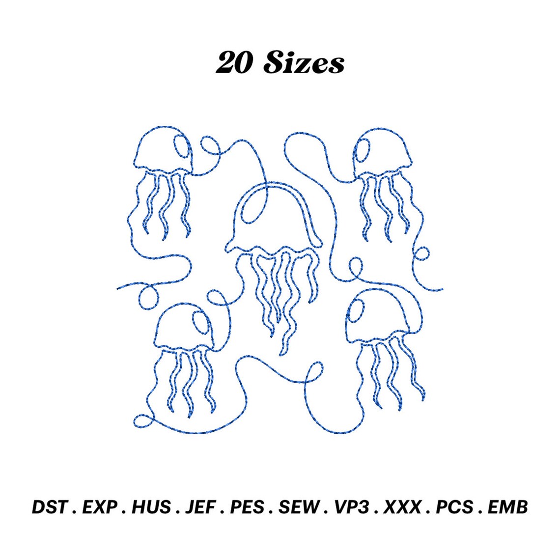 Jellyfish Quilt Embroidery Design: Sea Animal Pattern (digital Download ...