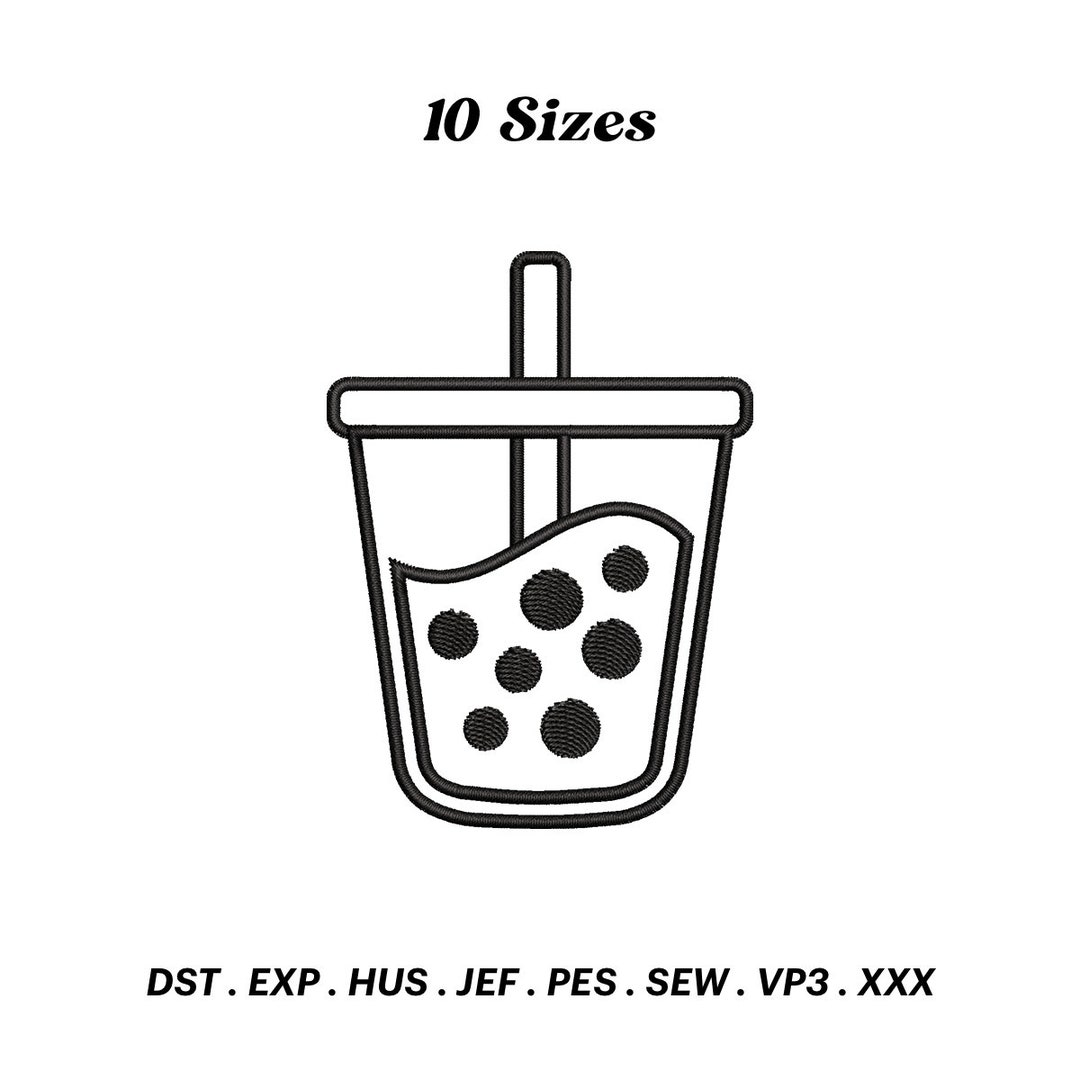 Bubble Tea Cup Embroidery Design: Boba Drink Pattern (digital Download ...