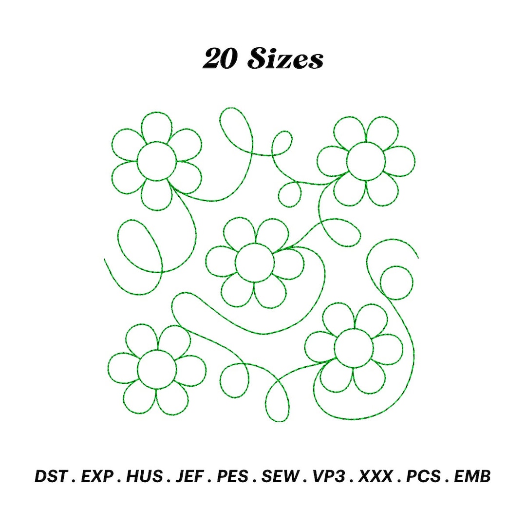 Flower Quilt Embroidery Design, Flowers Quilt Block Embroidery Pattern ...