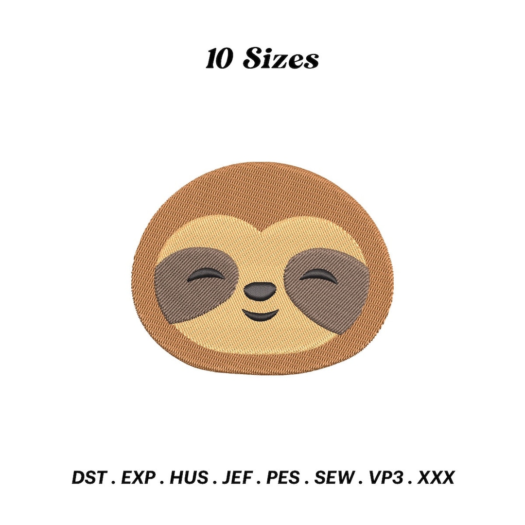 Cute Sloth Face Embroidery Design, Animal Machine Embroidery Files ...