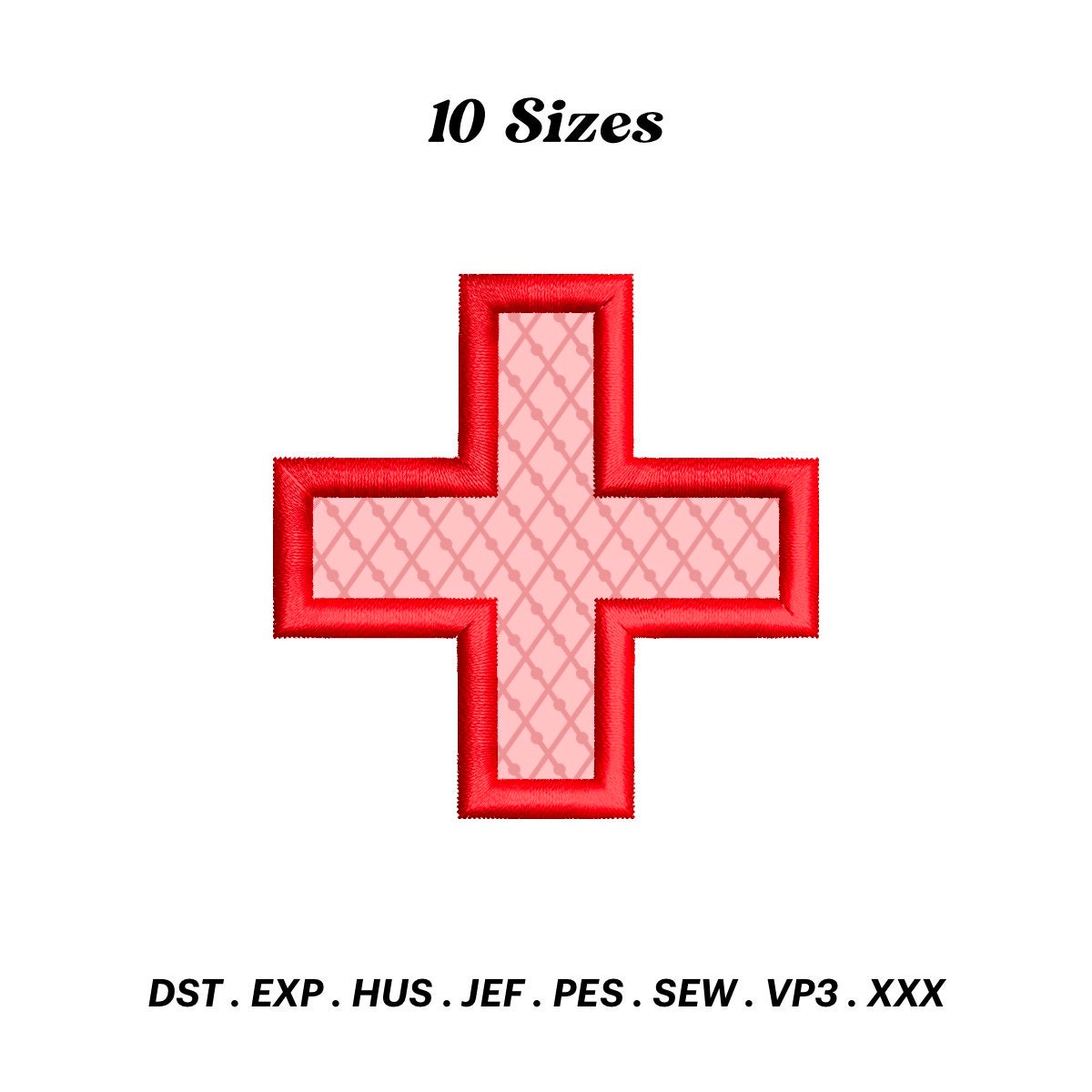 Red Cross Sign Applique Embroidery Design, First Responder Applique ...