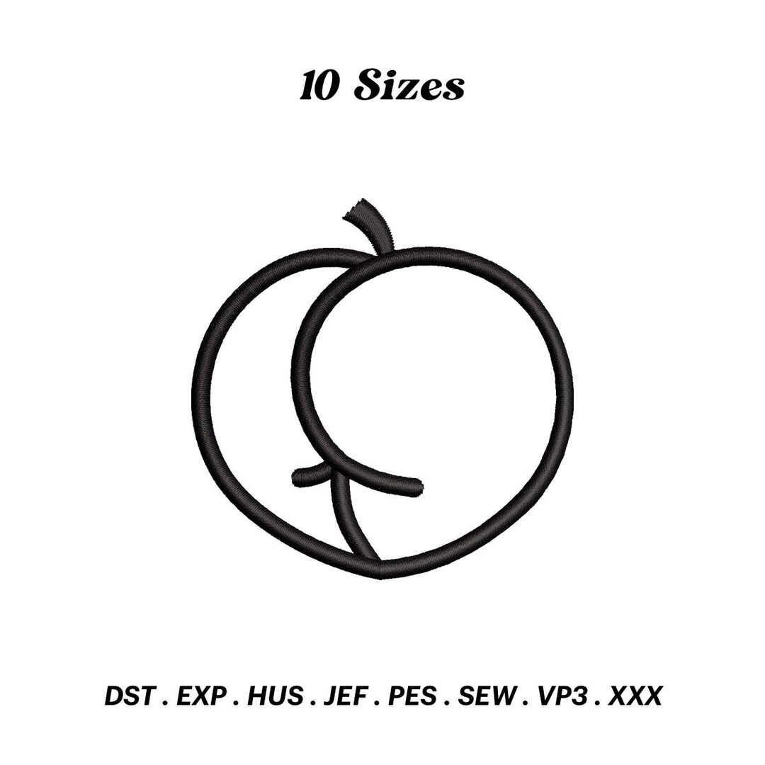 Peach Ass Embroidery Design, Peachy Butt Stitching Pattern, Playful ...