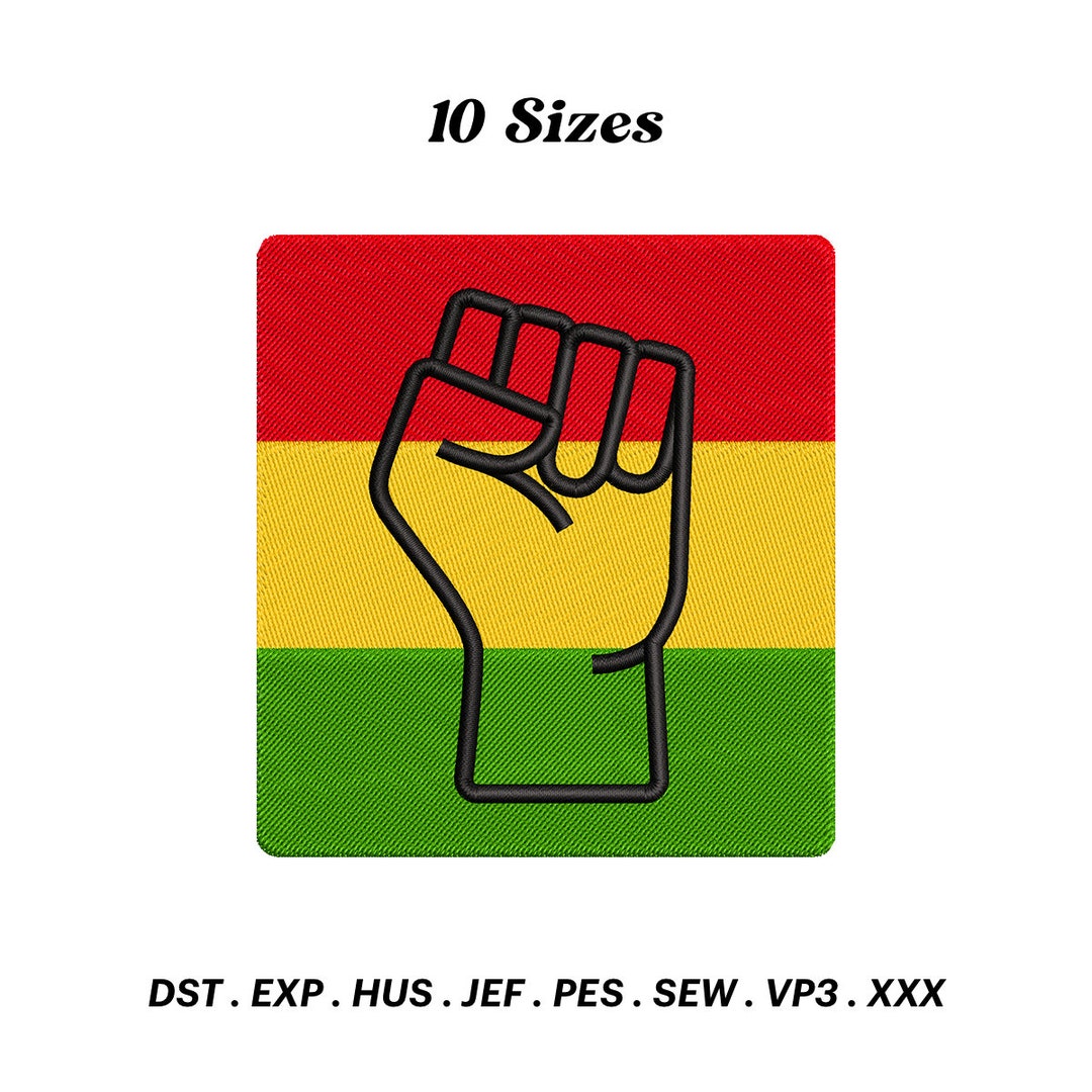 Juneteenth Raised Fist Embroidery Design: Black Afro Freedom Day ...