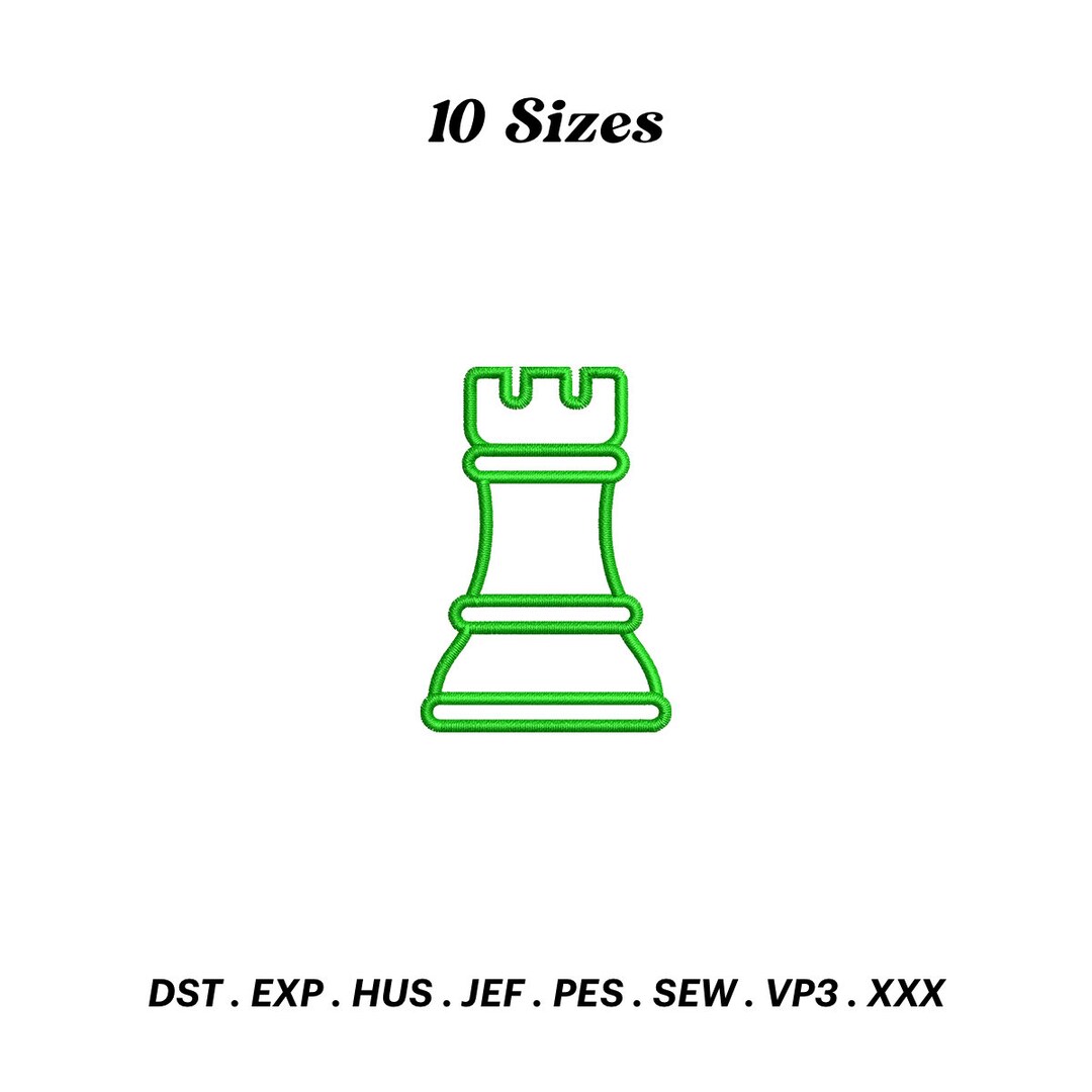 Rook Chess Pieces Embroidery Design, I Love Chess Game Designs File ...