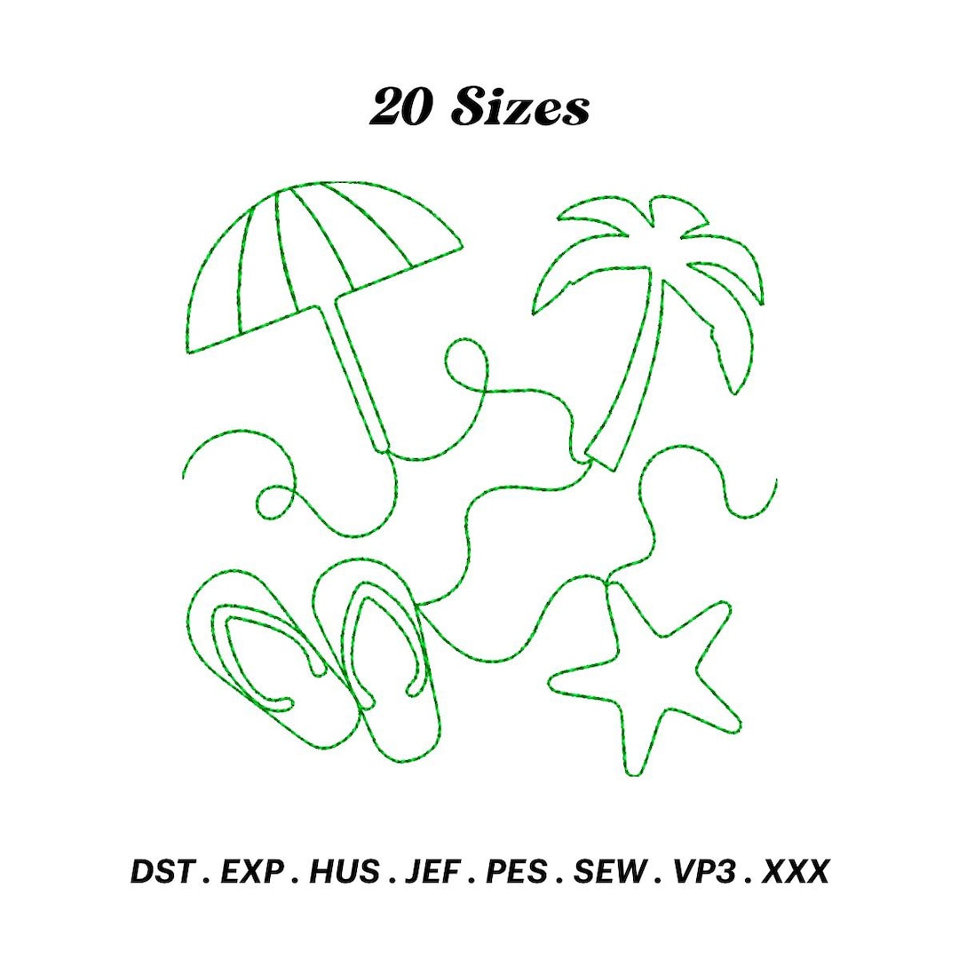 Summer Beach Quilt Embroidery Design, Umbrella Beach Quilt Block ...