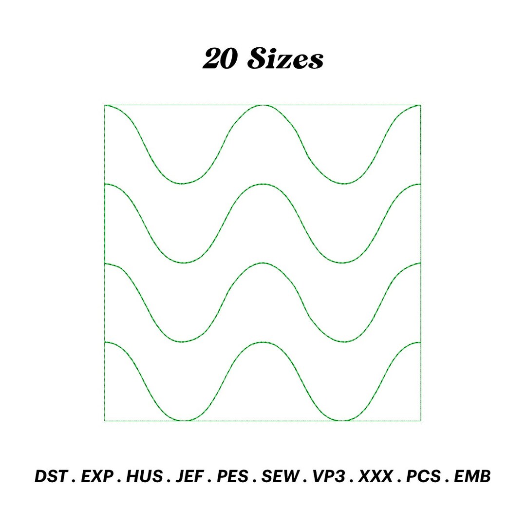 Wavy Line Quilt Embroidery Design: Machine Embroidery Pattern (digital ...