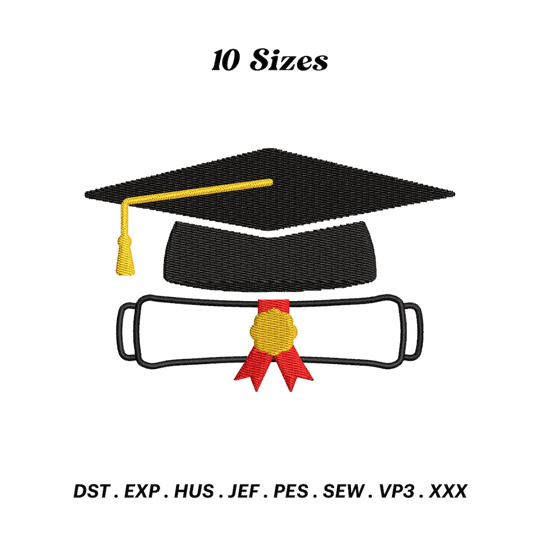 Graduation Cap and Graduation Certificate Embroidery Design, 2024 ...