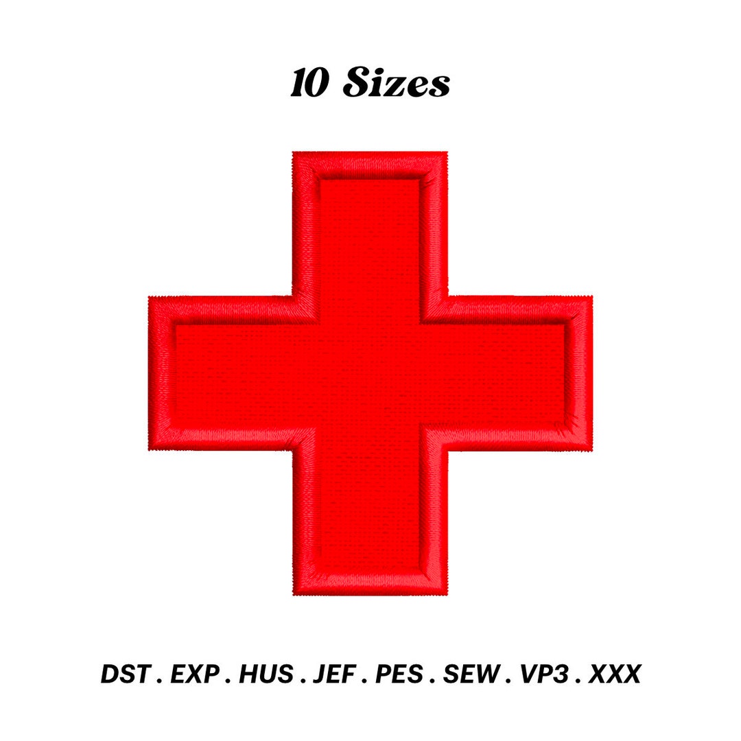 Red Cross Applique Embroidery Design, Medical Cross Applique Design ...