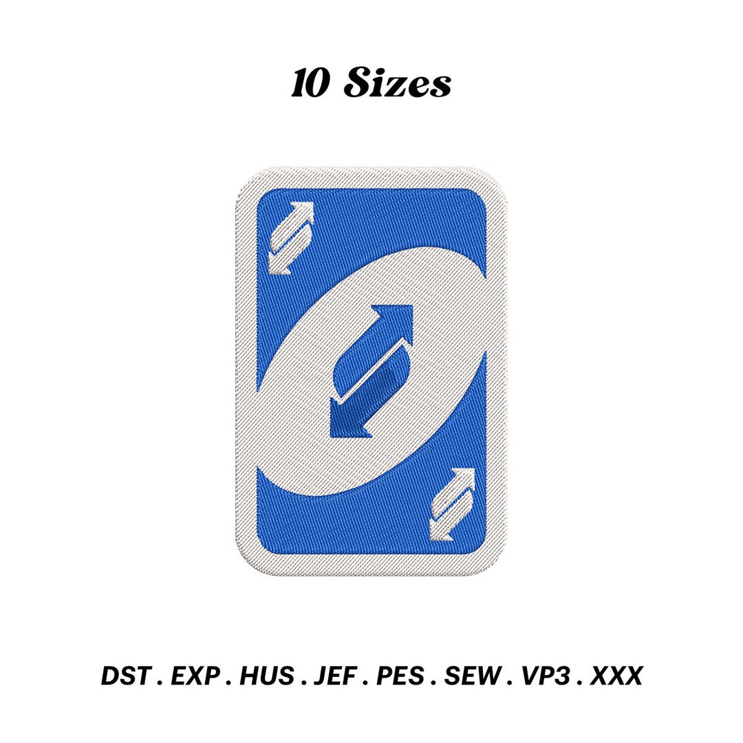 Uno Reverse Card Embroidery Design, Reverse Game Card Pattern, Card ...