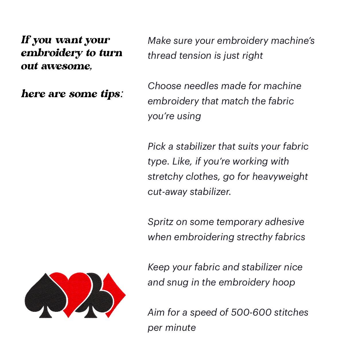 Poker Card Suits Embroidery Design: Bridge Game File (digital Download ...