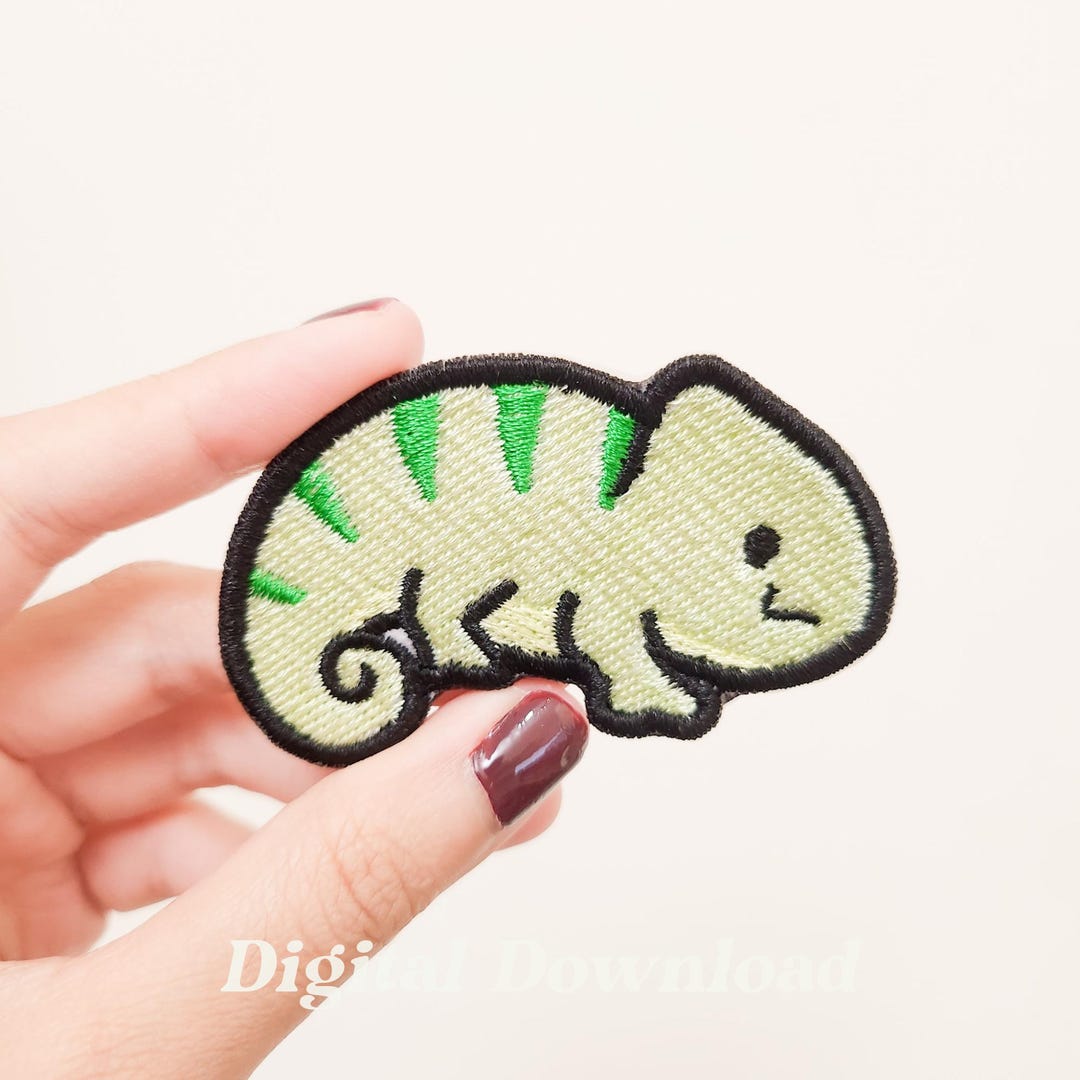 Chameleon Embroidery Design, Cute Lizard Embroidery Patch, Kids ...