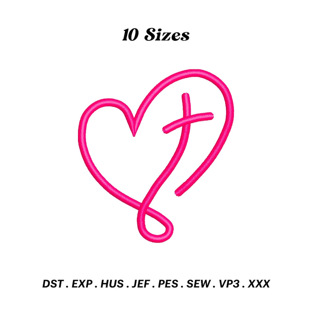 Cross Heart Embroidery Design: Christian Love (digital Download) - Etsy