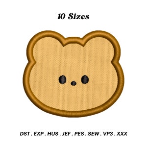 Cute Bear Head Applique Embroidery Design, Bear Face Embroidery Designs ...