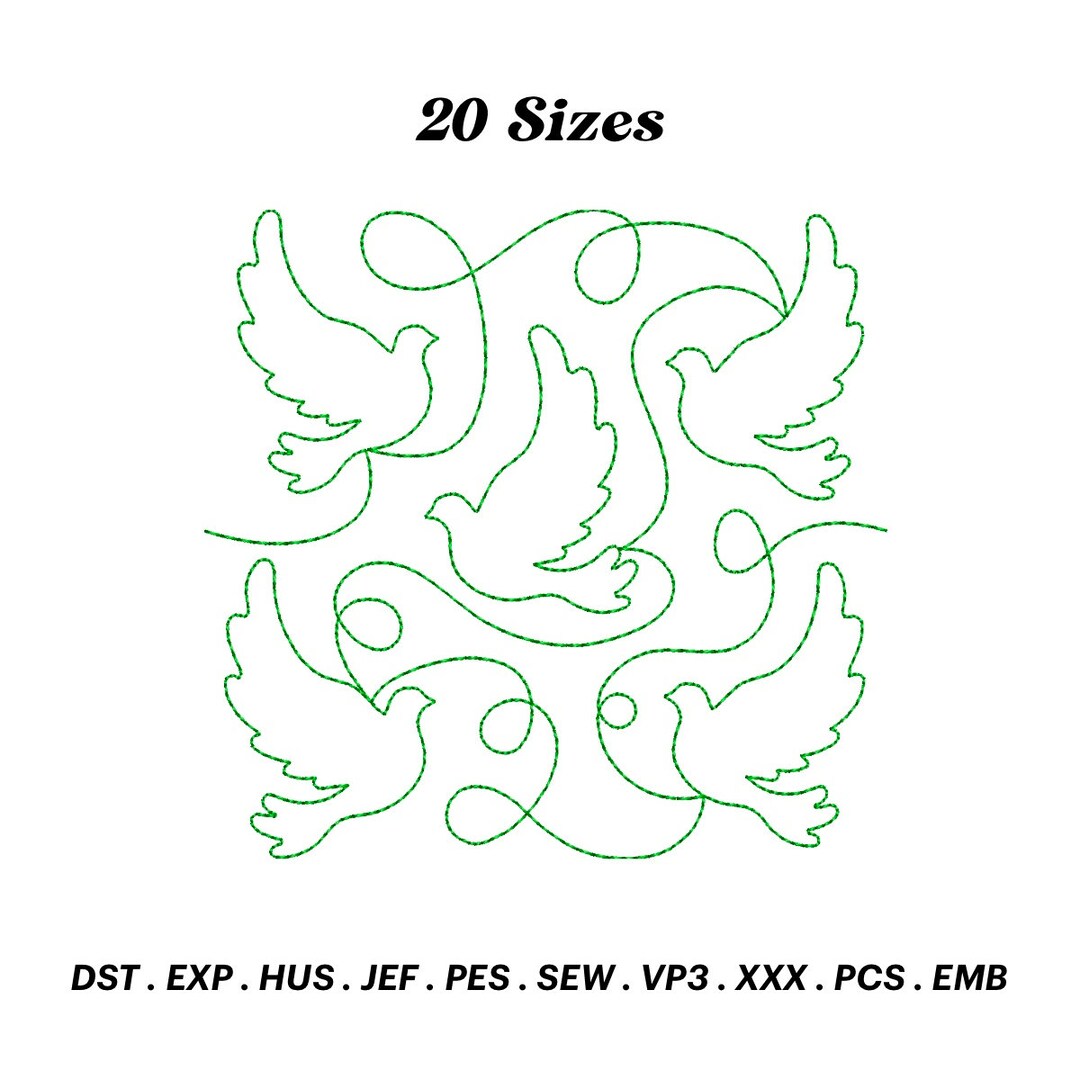 Bird Quilt Embroidery Design, Bird Fly Quilt Block Embroidery, Wedding ...