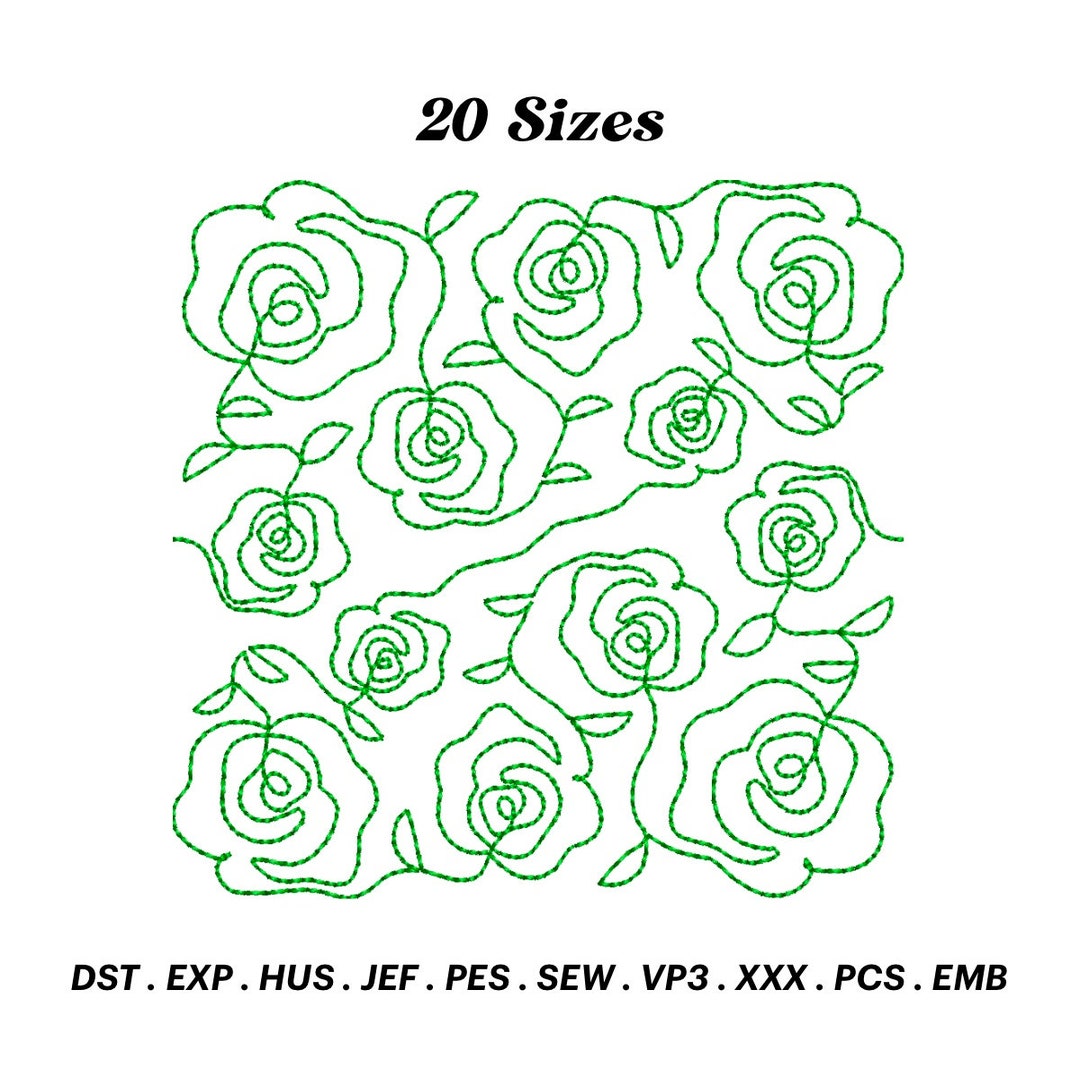 Roses Quilt Embroidery Design, Roses Quilt Block Embroidery, Flower ...