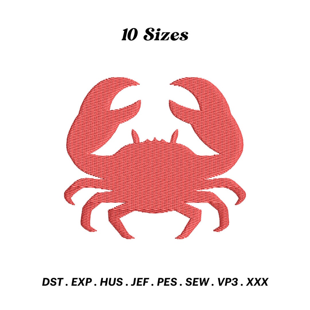 Crab Embroidery Design, Red King Crab Design, Animal Embroidery Designs ...